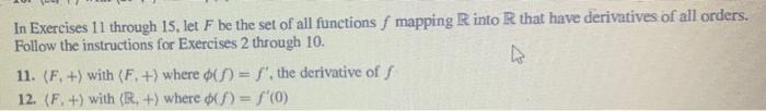 In Exercises 11 through 15. let F be the set of all | Chegg.com
