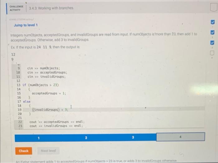 Solved Integers numObjects, acceptedGroups, and | Chegg.com