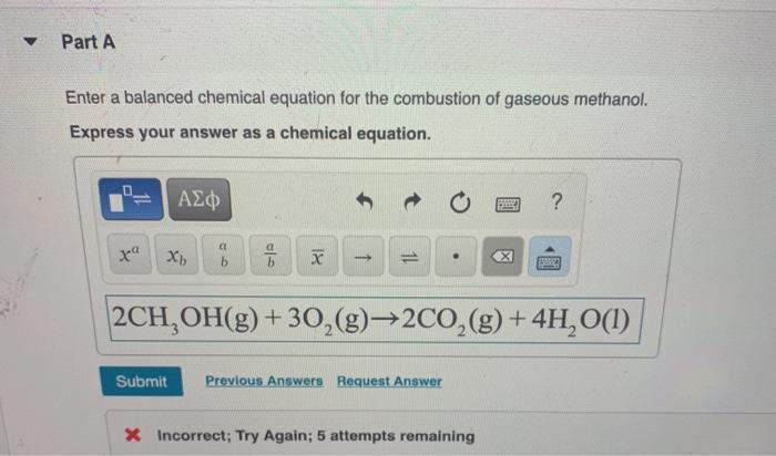 Solved Part A Enter a balanced chemical equation for the | Chegg.com