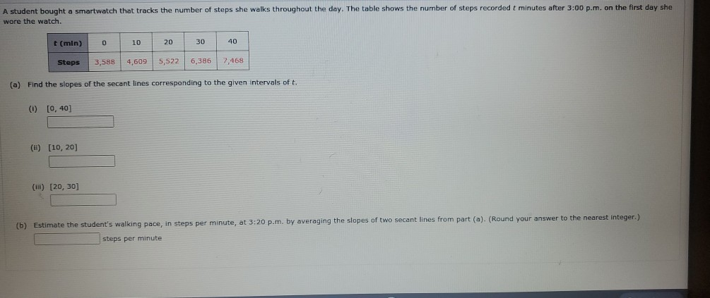 Solved A student bought a smartwatch that tracks the number | Chegg.com