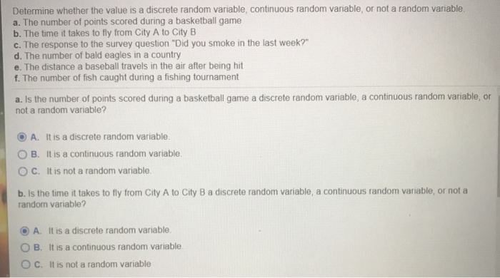 Solved Determine whether the value is a discrete random | Chegg.com Solved Determine whether the value is a discrete random | Chegg.com