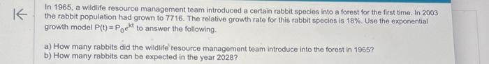 In 1965, a wildife resource management team | Chegg.com