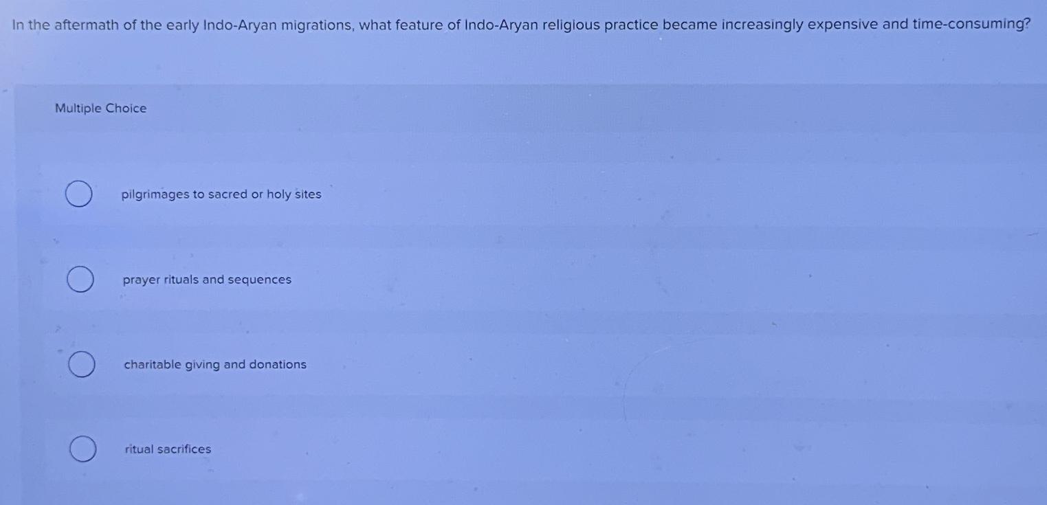 Solved In the aftermath of the early Indo-Aryan migrations, | Chegg.com