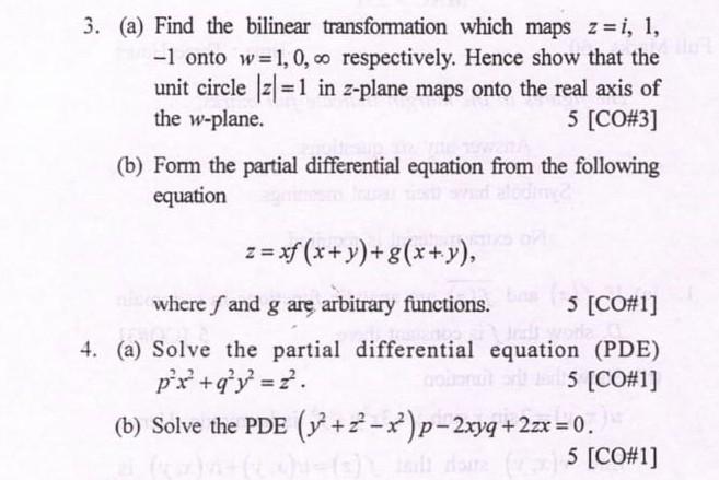 Solved 3. (a) Find the bilinear transformation which maps | Chegg.com