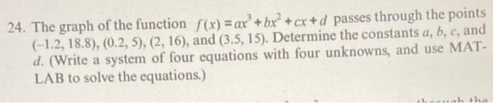 Solved 24. The graph of the function f(x)=ax3+bx2+cx+d | Chegg.com