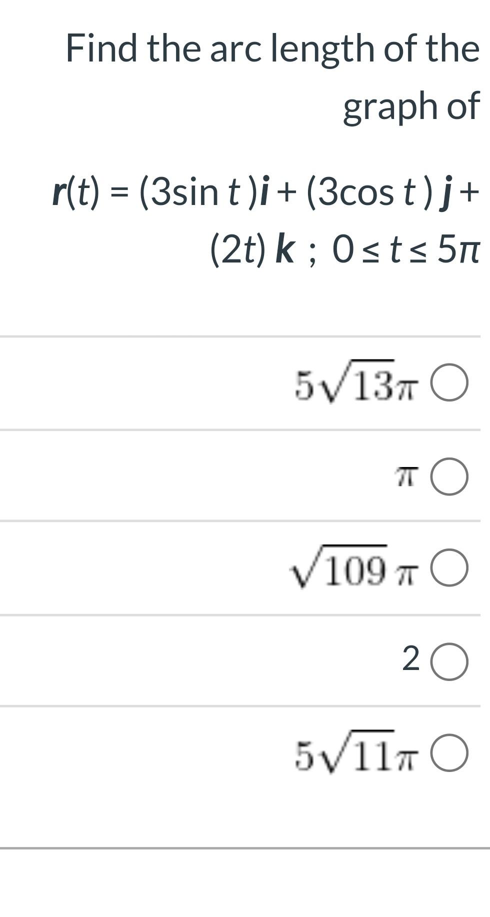 Solved Find the arc length of the graph of r(t) = (3sin t)i | Chegg.com