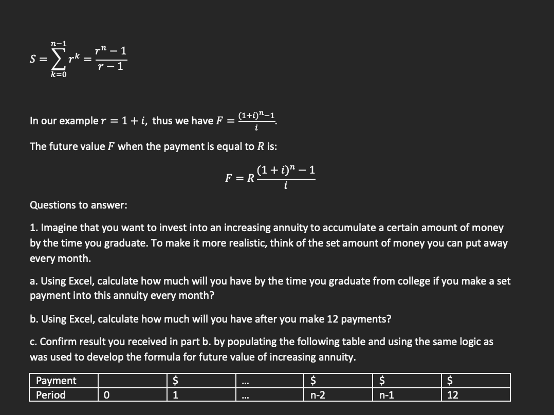 PLEASE USE EXCEL!Part 2Find the future value of an | Chegg.com