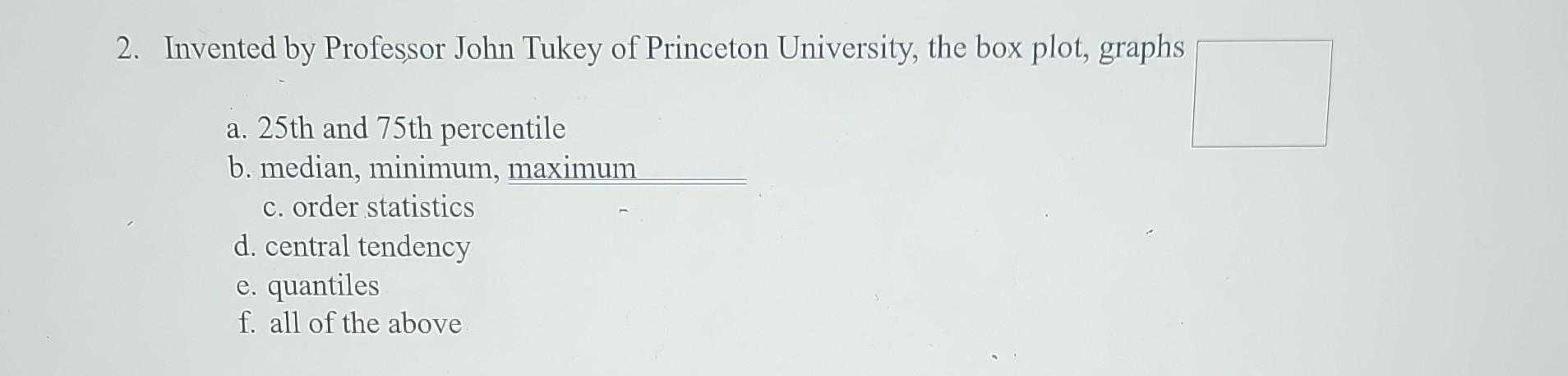 Solved 2. Invented by Professor John Tukey of Princeton | Chegg.com