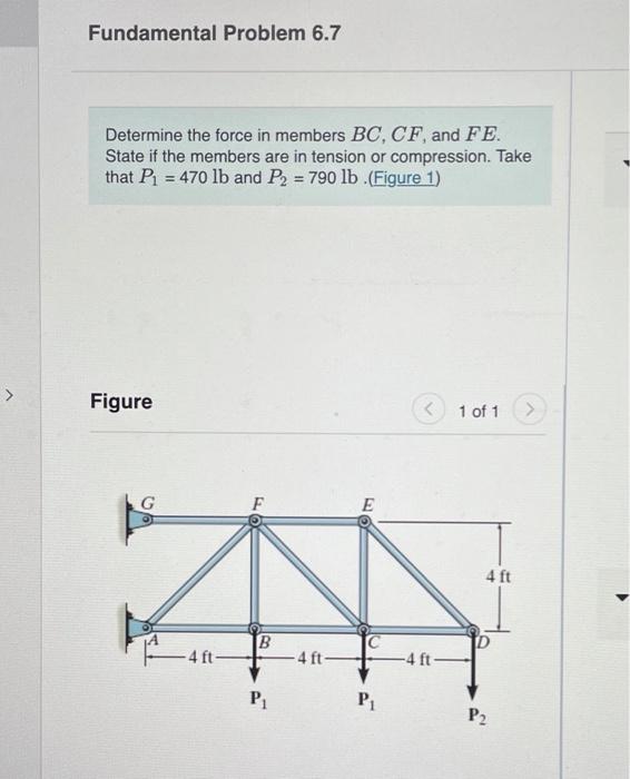Solved Fundamental Problem 6.7 Determine the force in | Chegg.com