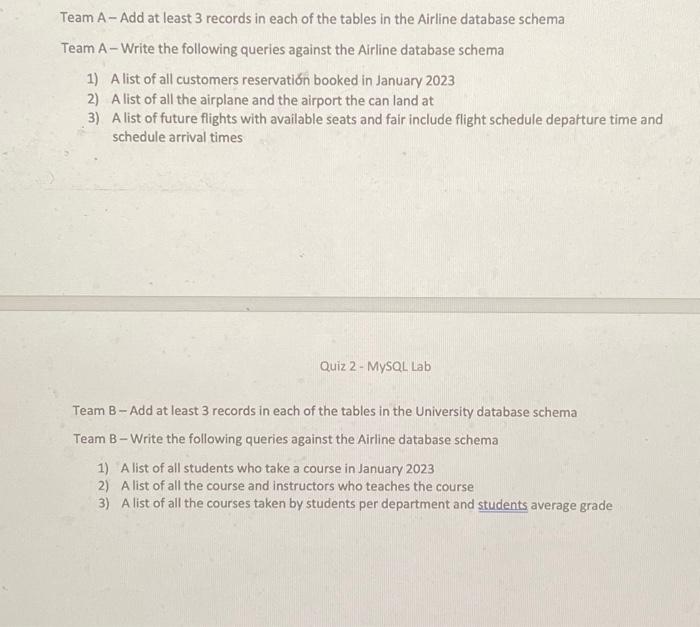 Solved Team A - Create the University database schema | Chegg.com