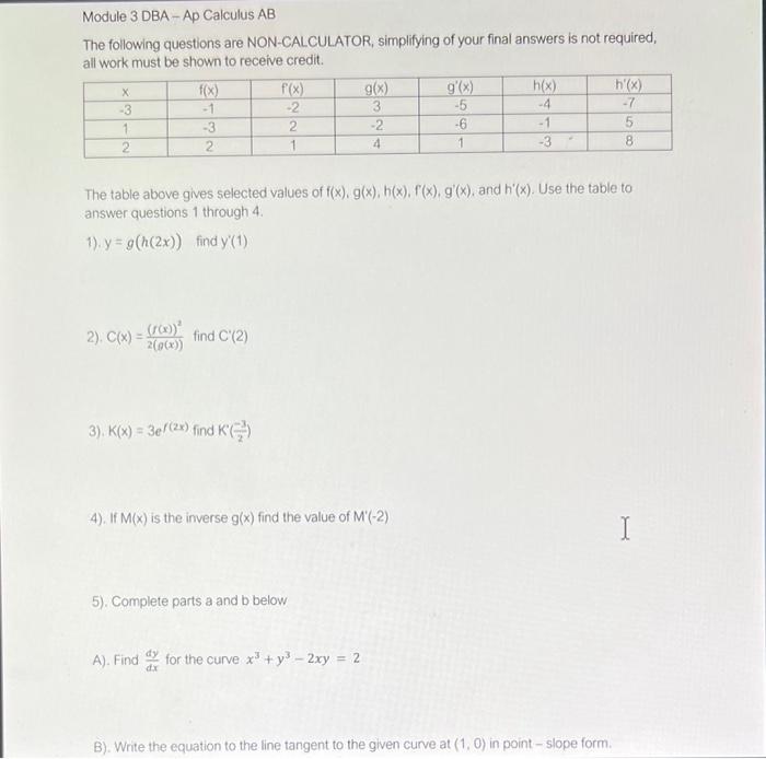 Solved The following questions are NON-CALCULATOR, | Chegg.com