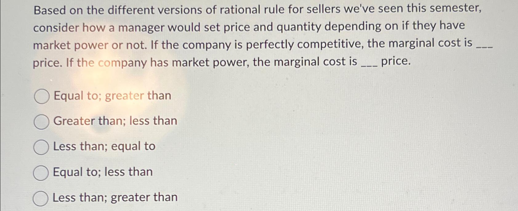 Solved Based on the different versions of rational rule for | Chegg.com