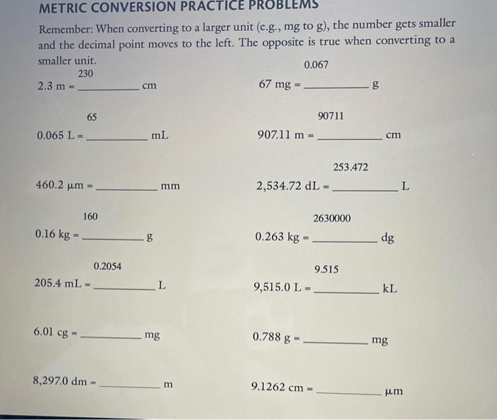 Metric Conversion Practice