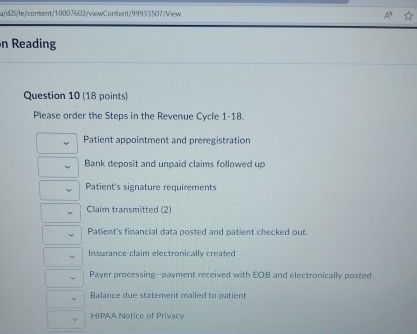 Solved Question 10 (18 ﻿points)Please order the Steps in the | Chegg.com