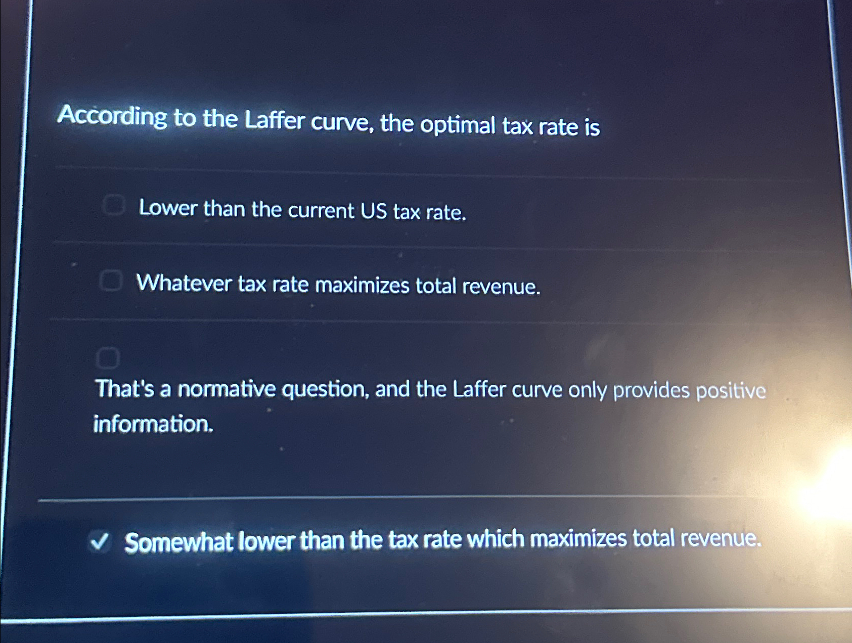 Solved According to the Laffer curve, the optimal tax rate | Chegg.com