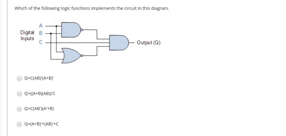 Solved Which of the following logic expressions represents | Chegg.com