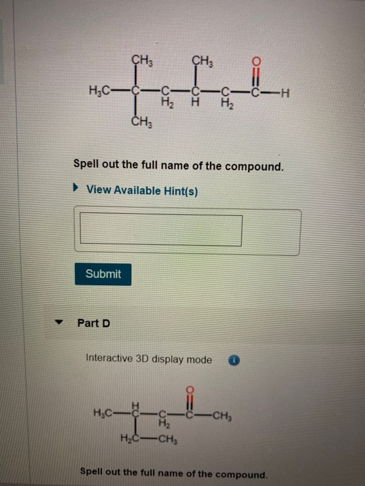 Solved Interactive 3D display mode 0 H.C—C—C-CH3 Hz. Spell | Chegg.com