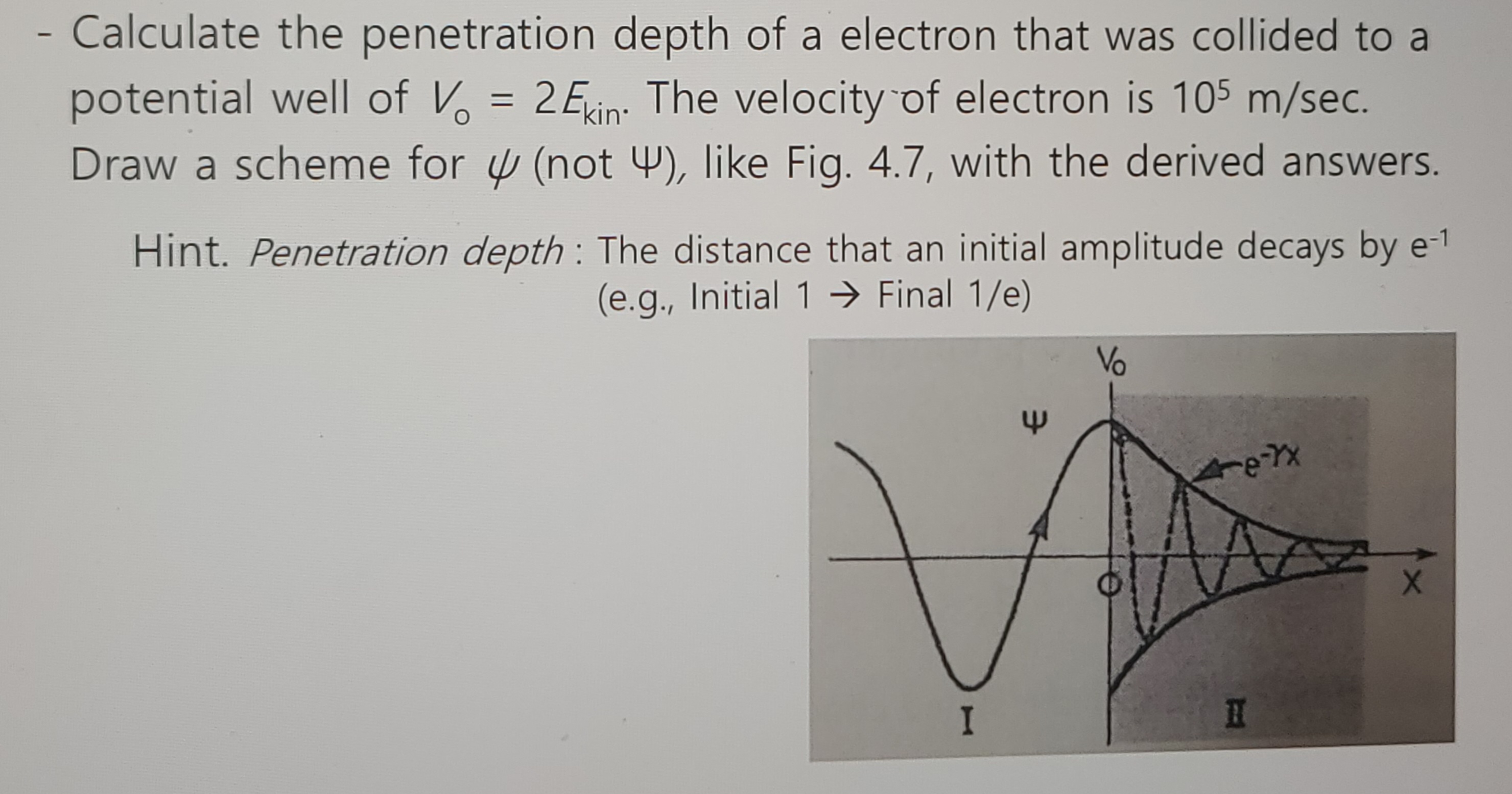 Calculate the penetration depth of a electron that | Chegg.com