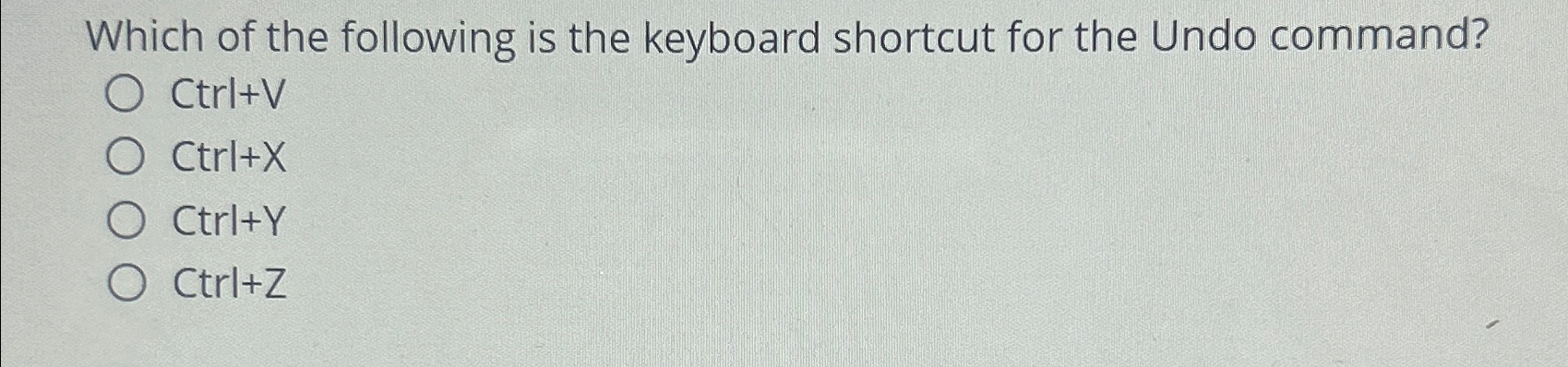 Solved Which of the following is the keyboard shortcut for | Chegg.com