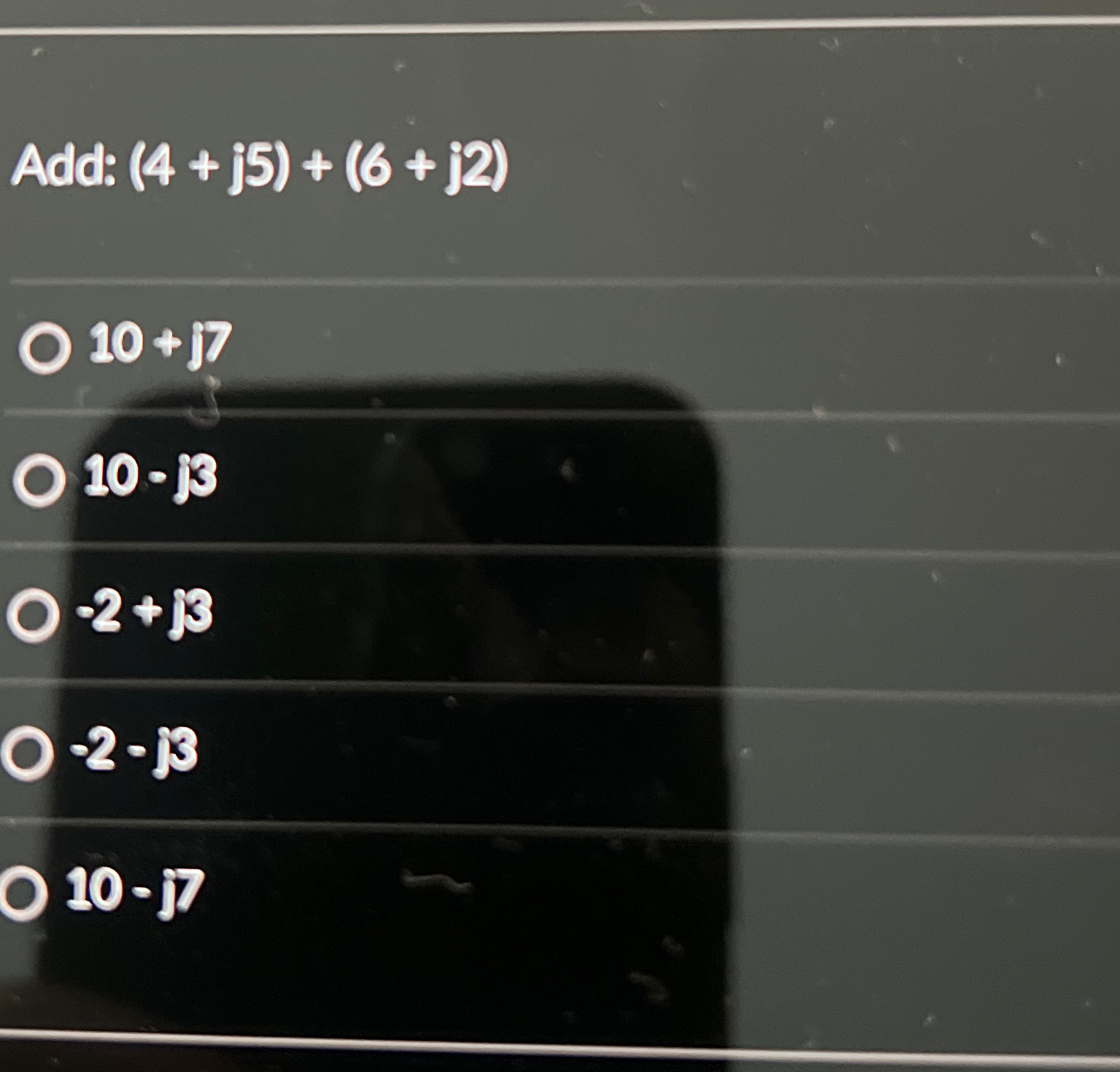 Solved Add: (4+j5)+(6+j2)10+7710*13-2+β-2*1310*j7 | Chegg.com