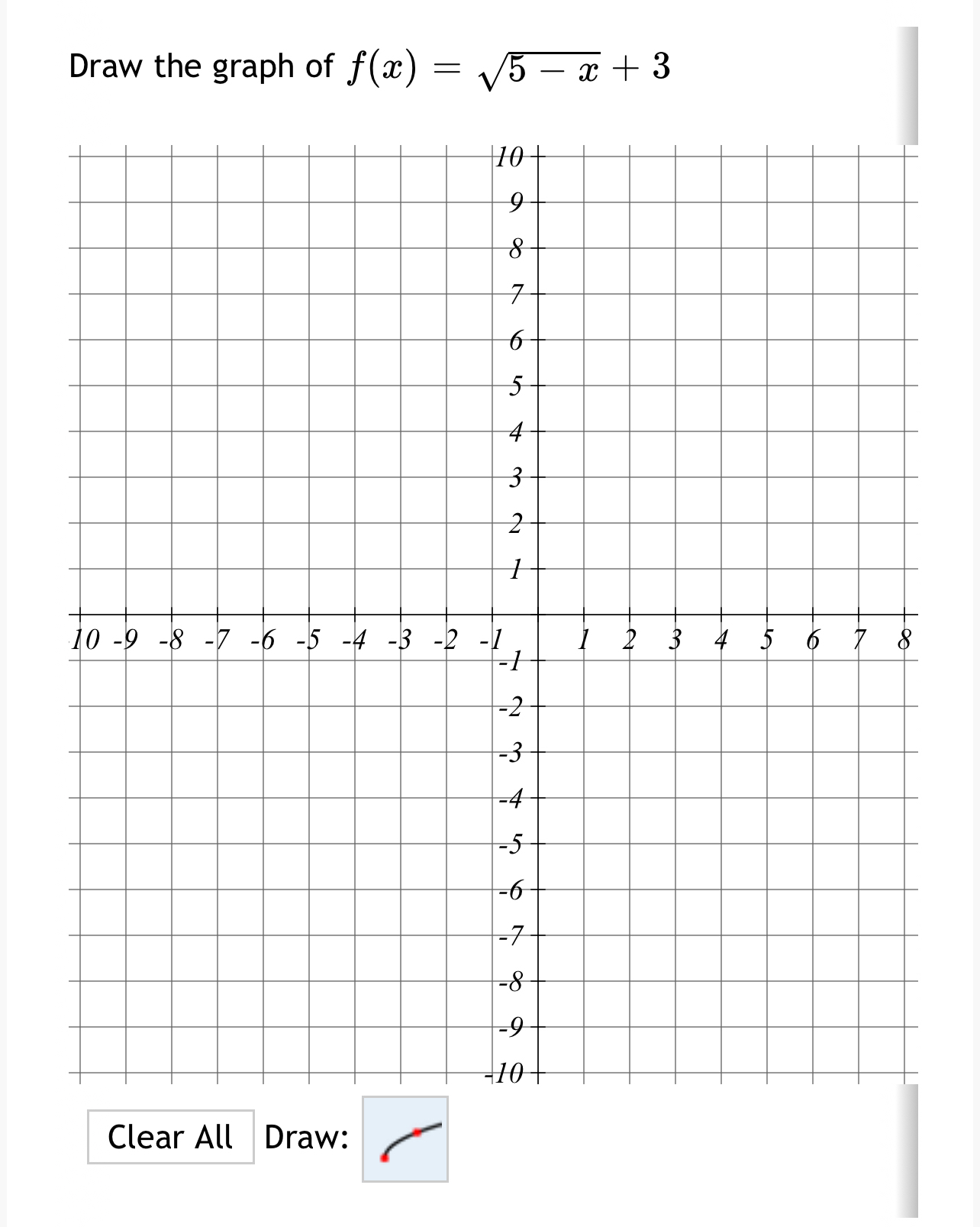 Solved Draw the graph of f(x)=5-x2+3Clear AllDraw: | Chegg.com