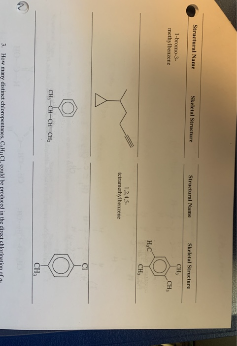 Solved Structural Name Skeletal Structure Structural Name | Chegg.com