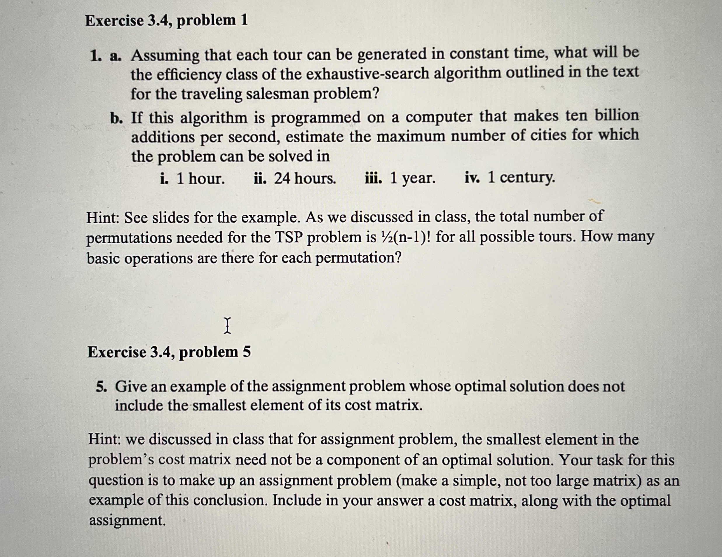 Solved Exercise 3.4, ﻿problem 1a. ﻿Assuming that each tour | Chegg.com