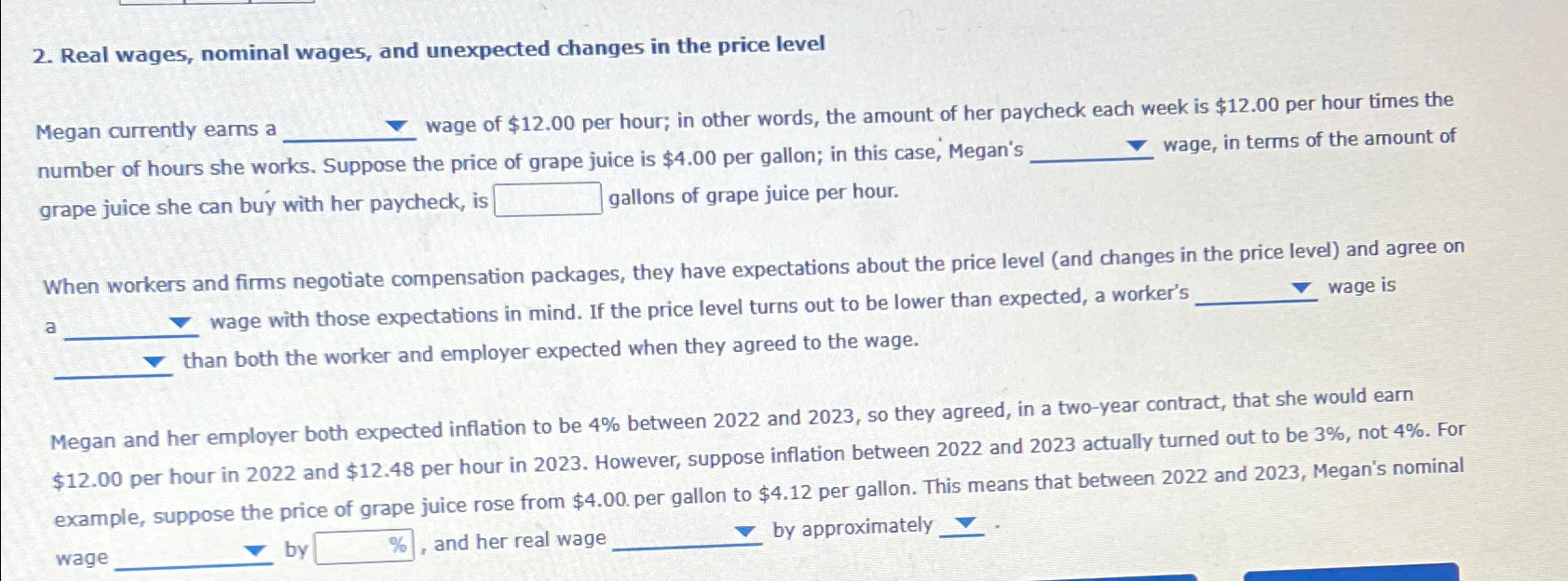 Solved Real wages, nominal wages, and unexpected changes in | Chegg.com