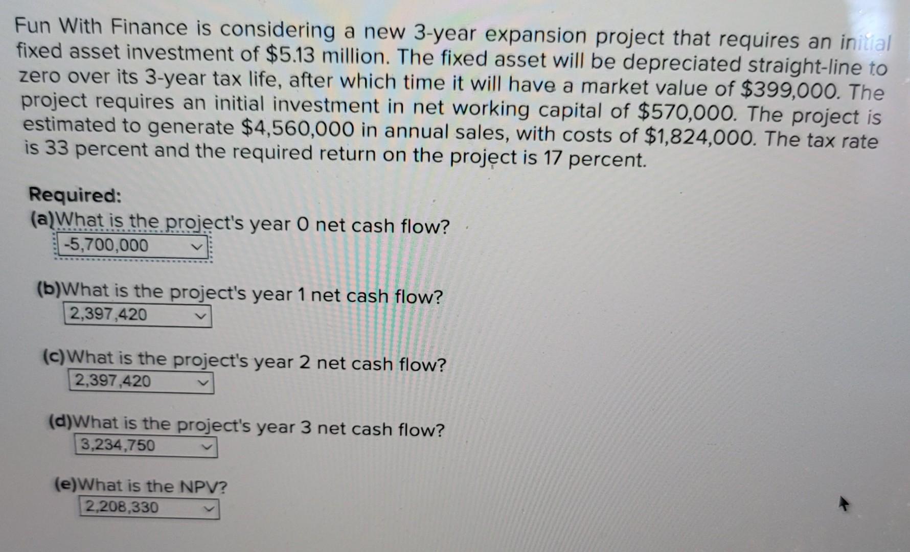 Solved Fun With Finance is considering a new 3-year | Chegg.com