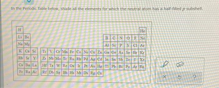 Solved In the Periodic Table below, shade all the elements | Chegg.com