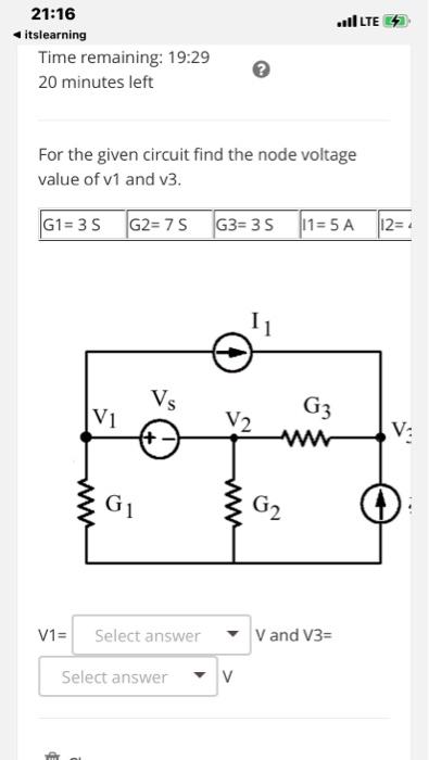 Solved For the given circuit find the node voltage value of | Chegg.com