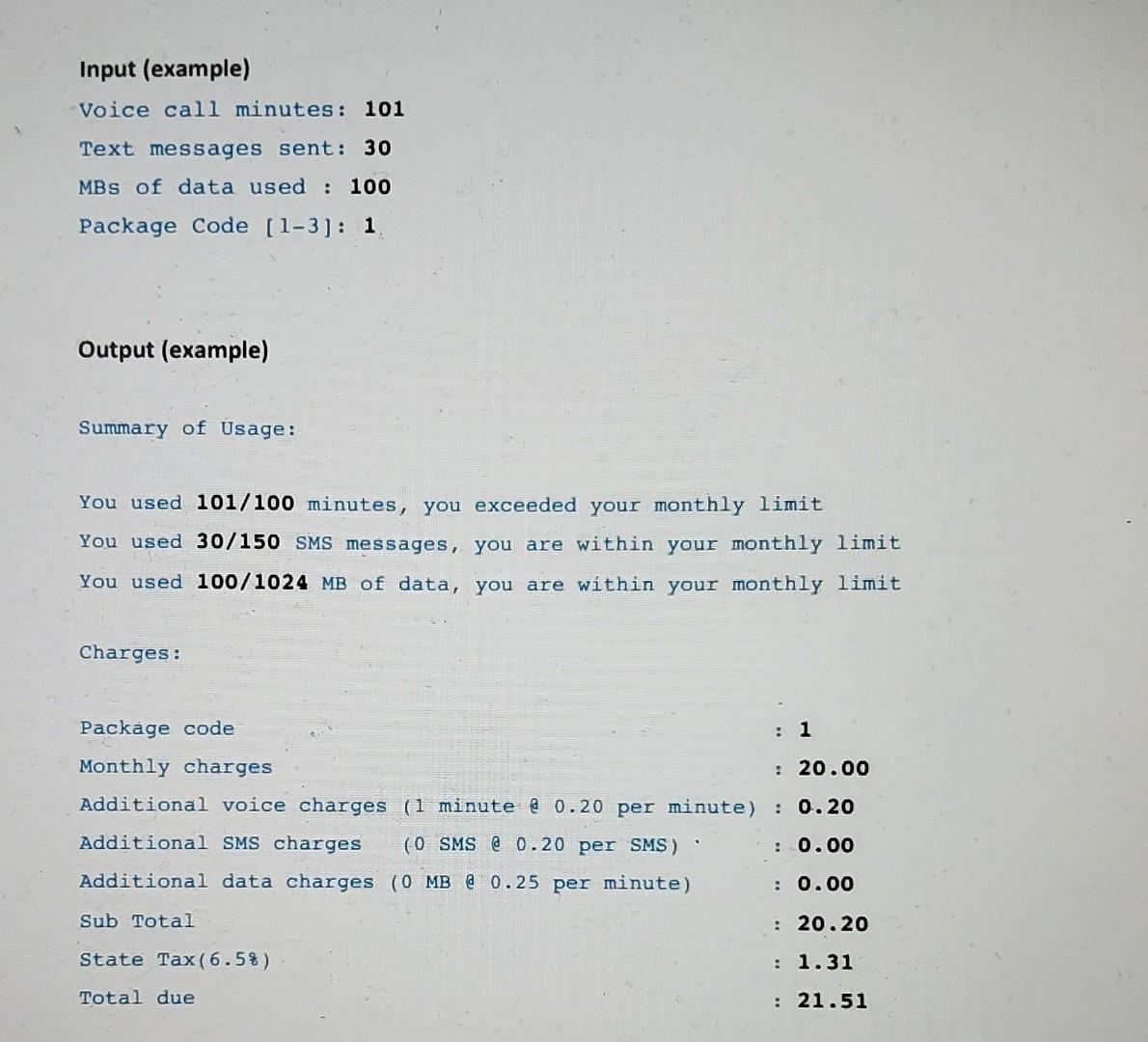 Solved Challenge 4-Mobile Bill Calculator | Chegg.com