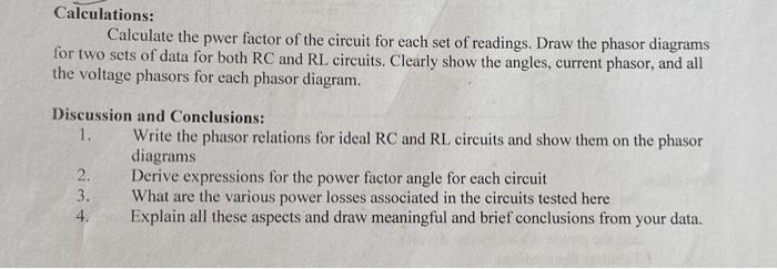 Table 1: RC Circuit v2=Rcos−1(vsI1Ph)Calculations: | Chegg.com