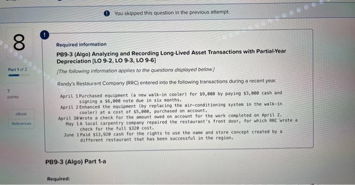 Solved PB9-3 (Algo) Analyzing and Recording Long-Lived Asset | Chegg.com