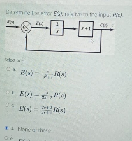 Solved Determine the error E(s), ﻿relative to the input | Chegg.com