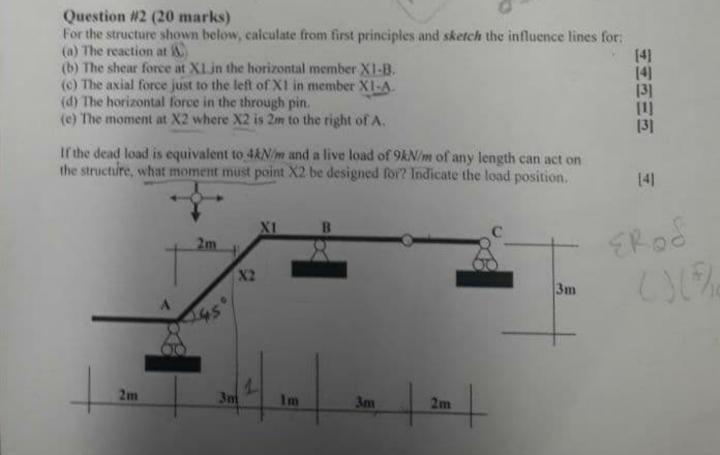 Solved Question #2 (20 marks) For the structure shown below, | Chegg.com