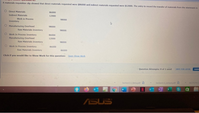 Solved A materials requisition slip showed that direct | Chegg.com