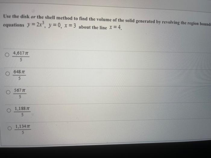 Solved Question 15 6 pts Use the disk or the shell method to | Chegg.com