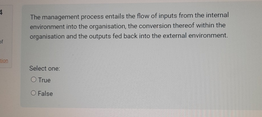 Solved The management process entails the flow of inputs | Chegg.com