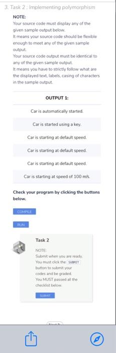 Solved 3. Task 2: Implementing polymorphism Create class | Chegg.com