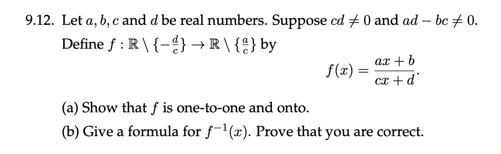 Solved 9.12. ﻿Let a,b,c ﻿and d ﻿be real numbers. Suppose | Chegg.com