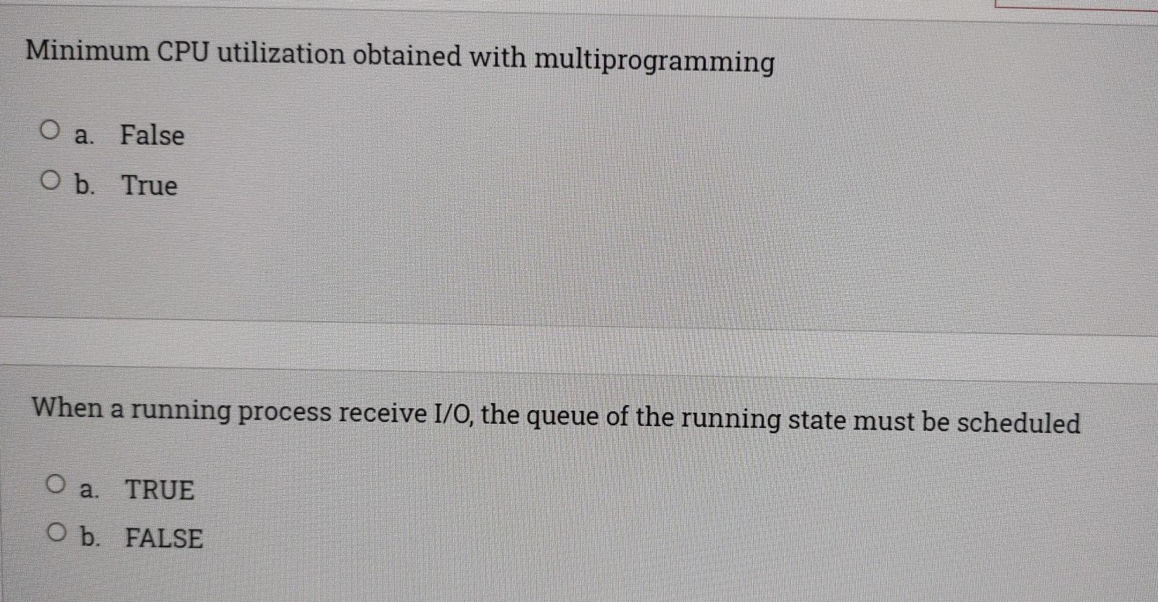 Solved Minimum CPU utilization obtained with | Chegg.com