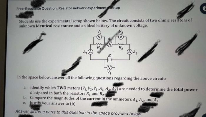 Solved Free-Response Question: Resistor network experiment | Chegg.com