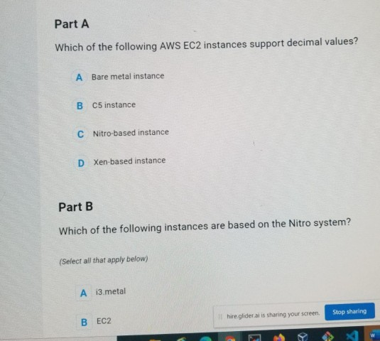 Solved Part A Which of the following AWS EC2 instances | Chegg.com