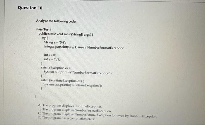 Solved Analyze the following code: class Test I public | Chegg.com
