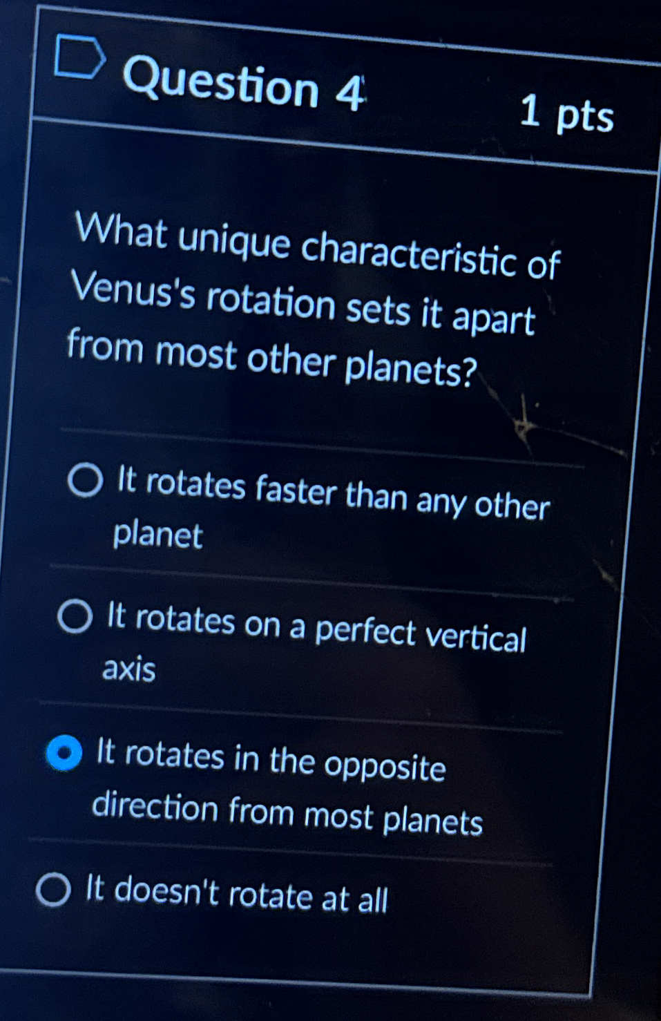 Question 4What unique characteristic ofVenus's | Chegg.com