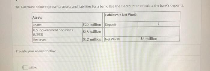 Solved The T-account below represents assets and liabilities | Chegg.com