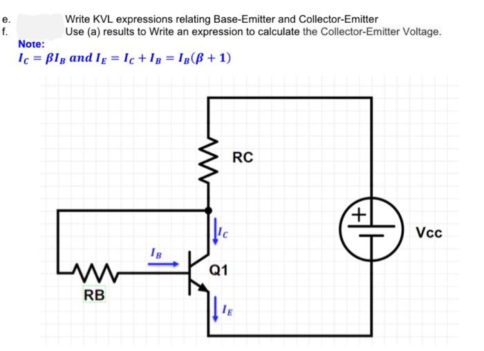 Solved Write KVL expressions relating Base-Emitter and | Chegg.com