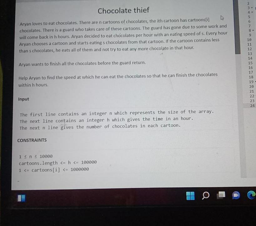 Solved Chocolate thief min 00 7 8 - Aryan loves to eat | Chegg.com