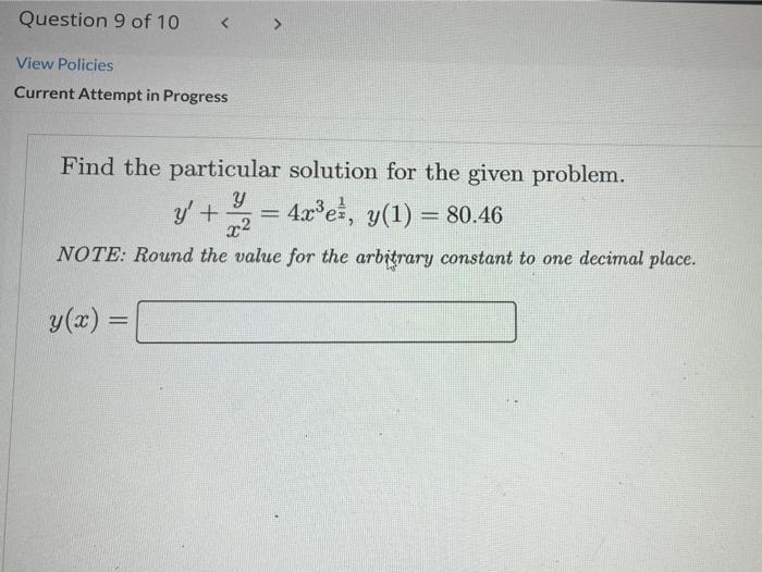 Solved Find the particular solution for the given problem. | Chegg.com